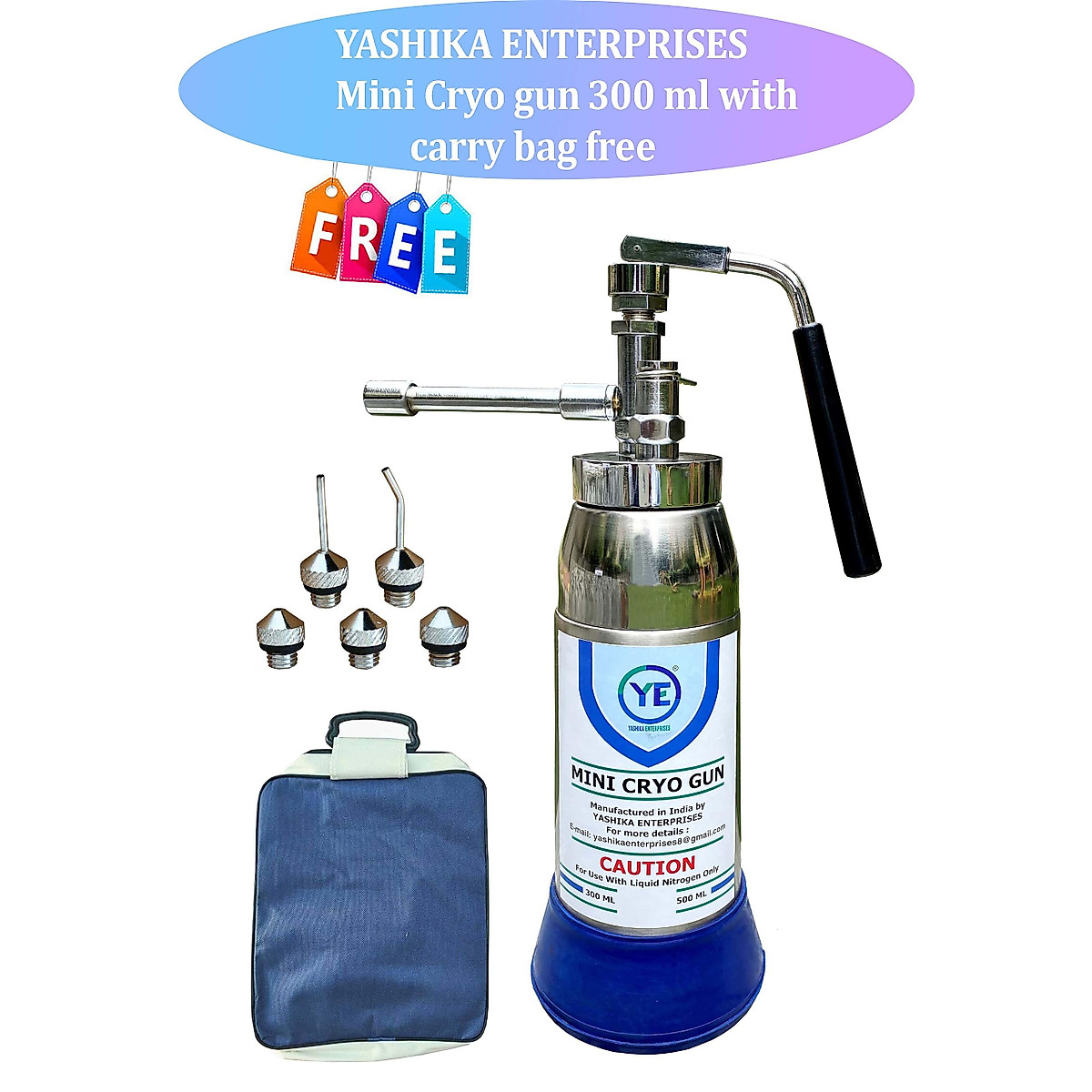 Mini Cryo Gun Liquid Nitrogen Sprayer Can for Dermatology Cryo Spray Cryo Container Capacity 300ml by Yashika Ent