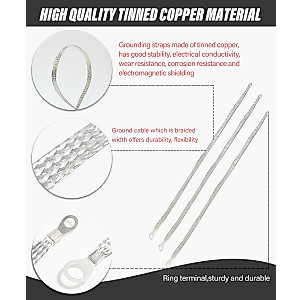 Zlirfy Automotive Ground Strap Kit,Universal Flat Braided Copper Ground Strap,3PCS 10" x 1/2" and 2PCS 13" x 1/2" Car Ground Cable Straps Braided,Automotive Engine Copper Ground Strap