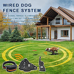 YHPOYLP Electric Wireless Dog Fence System, Dog Training Collar System with Remote Control, 656 Feet In-Ground Fence Boundary Container, Expandable to Multiple Dogs