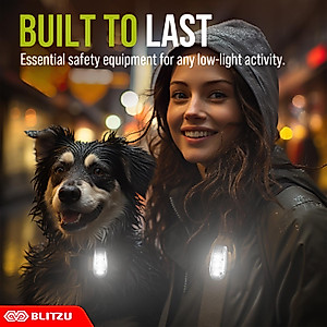 BLITZU 4 Pack LED Safety Lights Gear for Kids, Women & Men. for Bike Tail Light, Kayak, Dog Collar, Stroller, Walking, Boat, Runners, Night Running Blinking Warning Reflective Light Accessories White