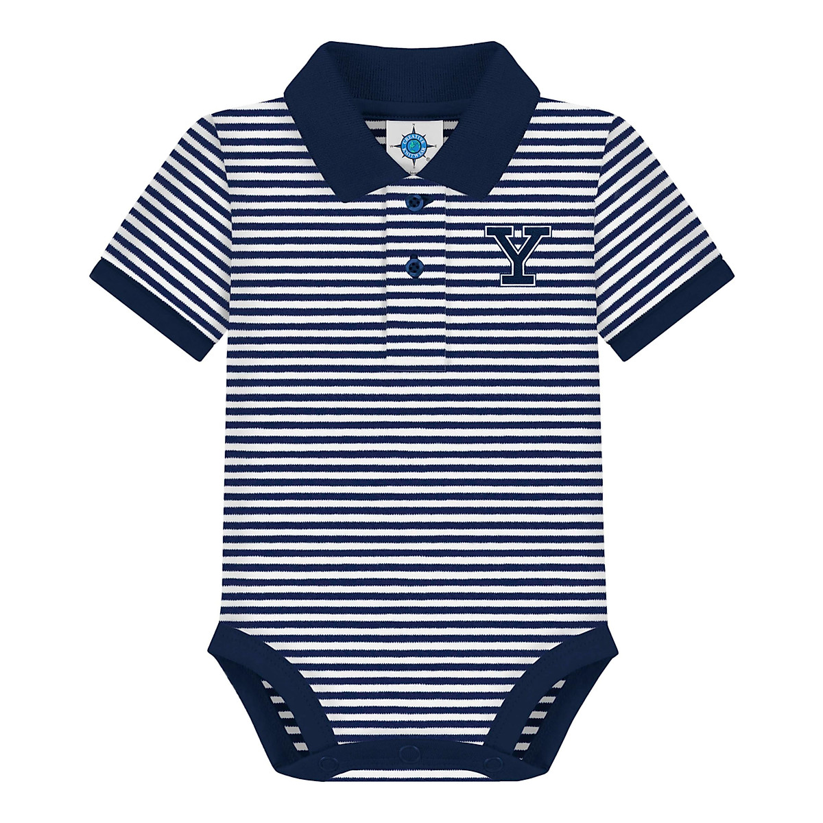 Creative Knitwear Yale Bulldogs Newborn Striped Polo Bodysuit