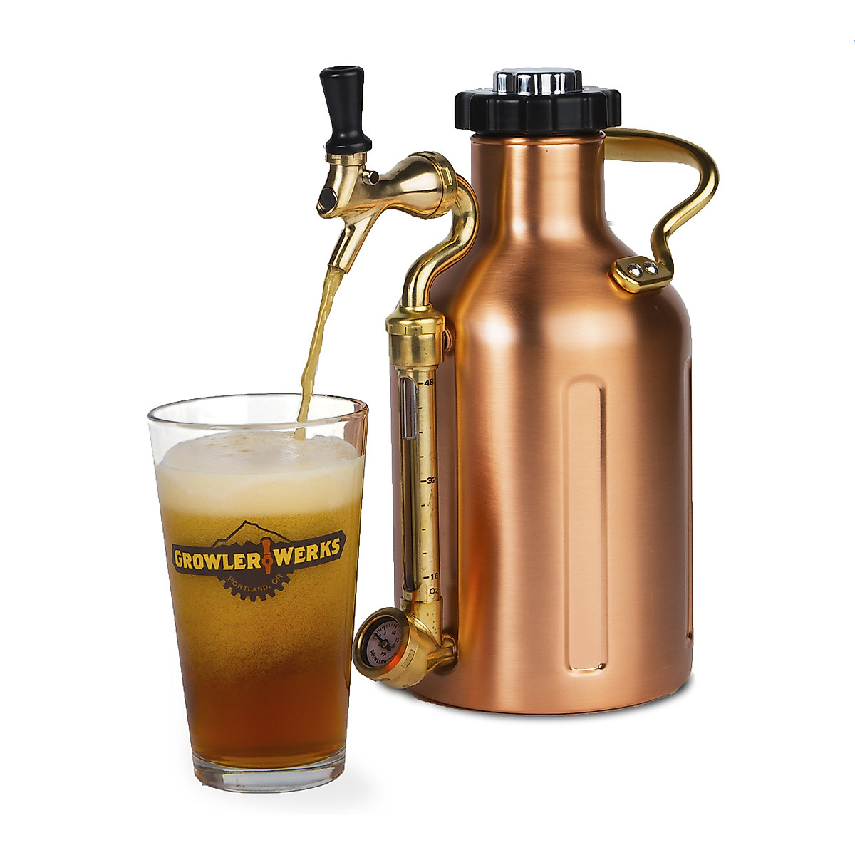 GrowlerWerks uKeg Carbonated Growler-Great Gift for Beer Lovers, 64 oz, Copper