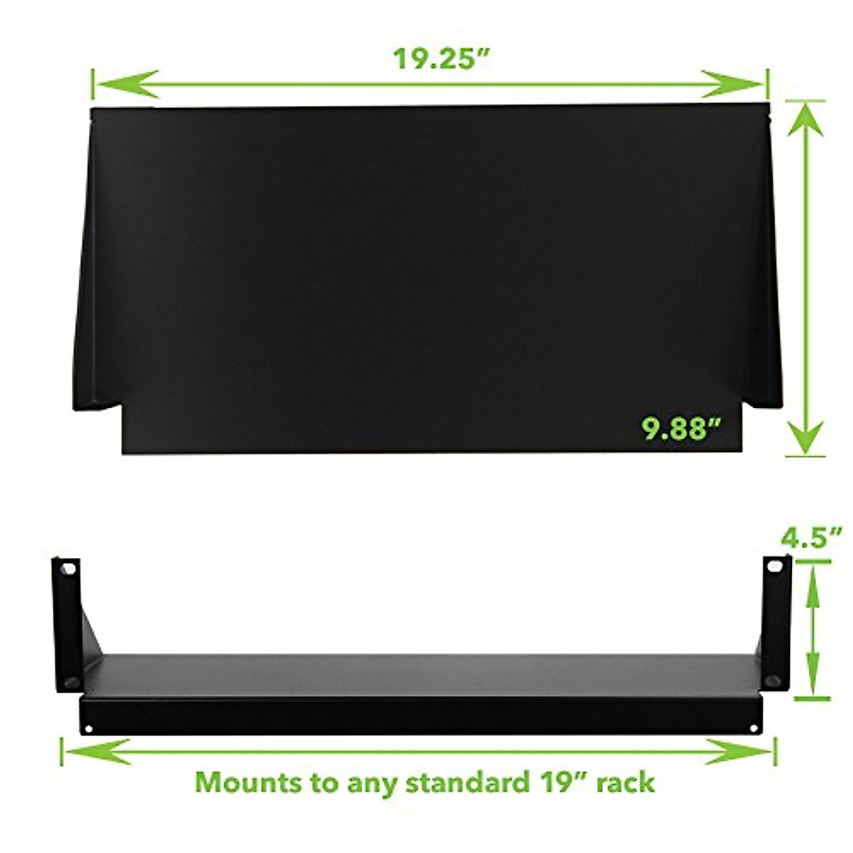 NavePoint Cantilever Server Shelf Rack Mount 19 Inch 2U Black 2 Piece Set Center Weighted