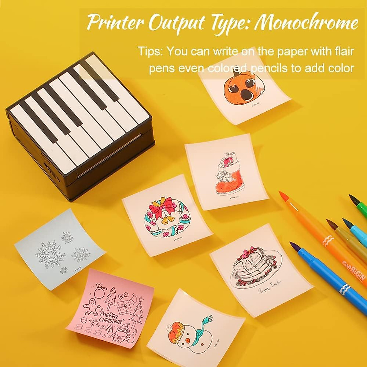 Phomemo Non Adhesive Paper Printer Thermal Paper White for M02 M02S M02 Pro, Black Print on White, 2.08 Inch x 26.2 Feet (53mm x 8m) for Black and White Photos, Planner, Note, Scrapbooking