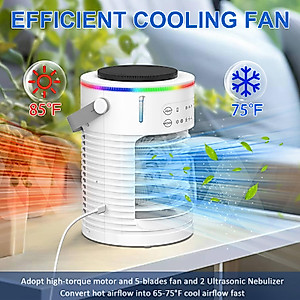 Portable Air Conditioners,Rechargeable Air Conditioner Fan with 6000mAh Battery,3 Speed Personal Evaporative Air Cooler with 3 Mist&3 Timer&Colors Light,Mini AC Cooling Fan for Bedroom,Camping