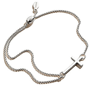 Alex and Ani Path of Symbols Adjustable Pull Chain Bracelet for Women, Cross Charm, 925 Sterling Silver, 5.5 to 9.5 in