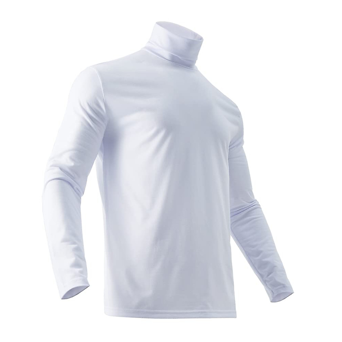 Men Slim Long Sleeve Turtleneck T-Shirt Thermal Underwear Pullovers Lightweight Casual Pure Color Tops White Long Sleeve Medium