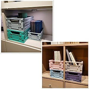 Fairstar Plastic Collapsible Crate Folding Storage Basket for Shelves, Stackable Container Organizing Bins for Storage for Home Office Kitchen Bathroom Grocery (Macaron Gray, M: 9.966.54.06in(3pcs)