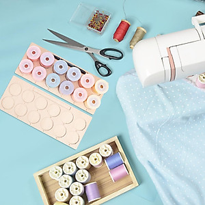 BENECREAT 2pcs Slots Wood Embroidery Thread Storage Trays 12 Positions Wooden Thread Spools Rack Thread Holder Organizer for Embroidery Quilting and Sewing Threads, 12.6x5"