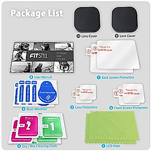 FitStill Screen Protector for GoPro Hero 11/10 / 9 Black, Ultra lear Tempered Glass Back Screen Protector + Tempered Glass Lens Protector+Tempered Glass Front Screen Protector+Lens Cover - 2 Packs