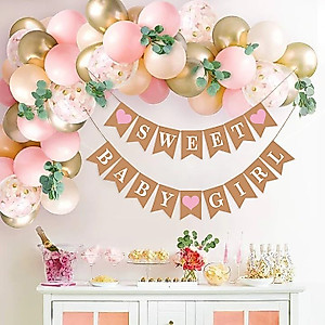 Sweet Baby Girl Banner Baby Girl Shower Banner Baby Girl Shower Sign Baby Shower Banner for Girl for Baby Girl Shower Decor Rustic Baby Shower Decorations Girl Pink Baby Shower Decorations