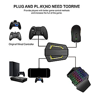 SOLUSTRE Game Controller Adapter Colorful Lighting USB Gaming Mouse Keyboard Adapter