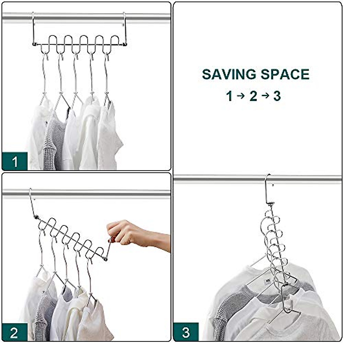 Meetu Closet Organizer 9.5 Inch Cloth Hanger Magic Space Saving Hangers for Closet Wardrobe Closet Organization Closet System (Pack of 8)