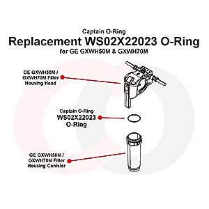 Captain O-Ring - Replacement WS02X22023 O-Rings for GE GXWH50M, GXWH70M00 Water Filter Housing (3 Pack)