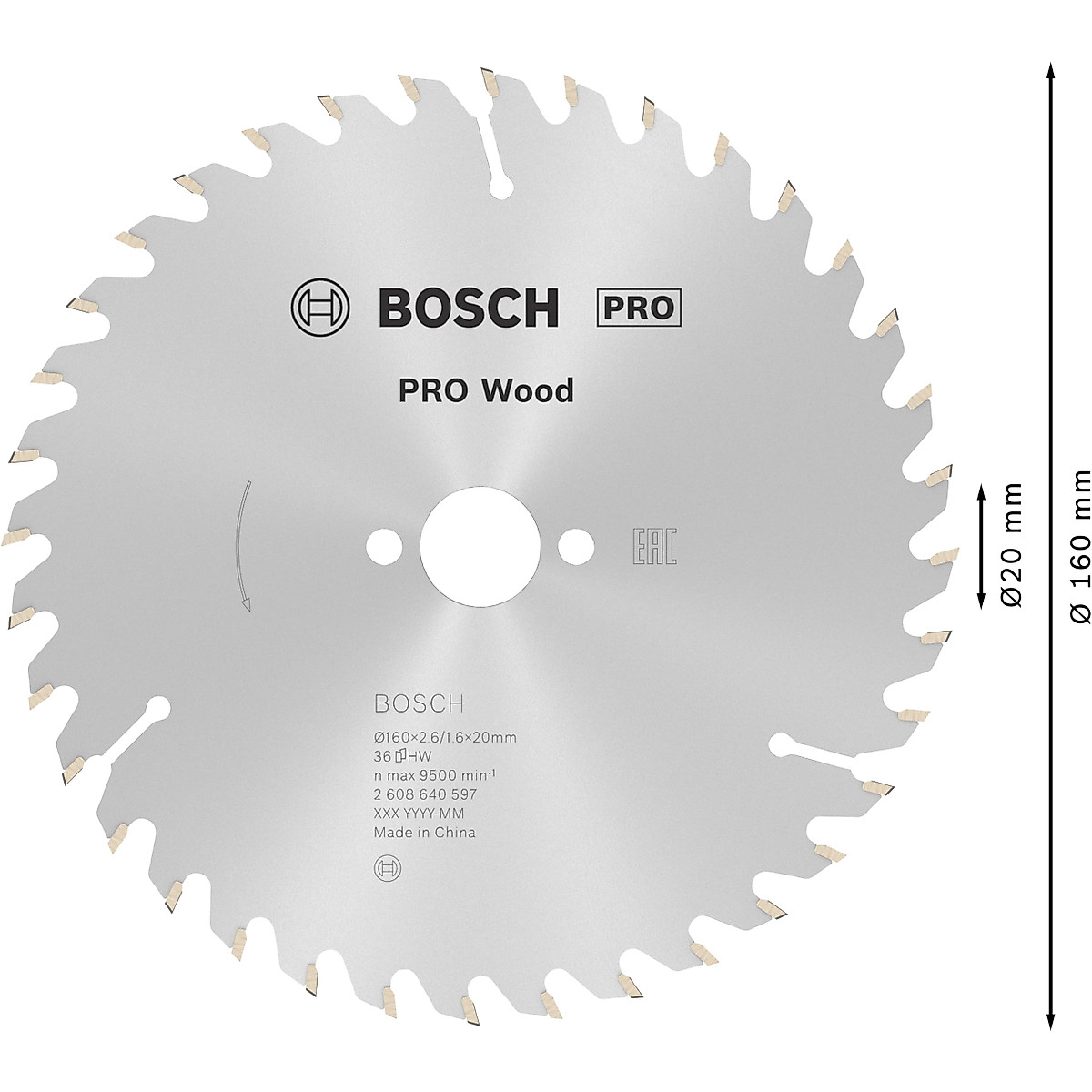 Bosch 2608640597 Circular Saw Blade"Top Precision" Opwoh 6.3inx20mm 36T