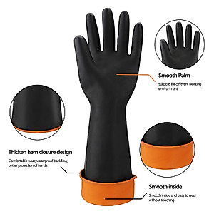 ENPOINT Chemical Resistant Rubber Gloves, Waterproof Heavy Duty Industrial Natural Latex Safety Work Glove Reusable Forearm Protection, Chemical/Mechanical/Oil/Acid/Alkali Resistant, 1 Pair XXL