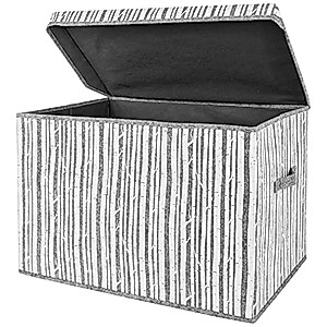 Sammy & Lou Birch Felt Toy Box; Collapsible; Gray, White; Two Handles; Hinged Lid; 22 in x 14.5 in x 15 in
