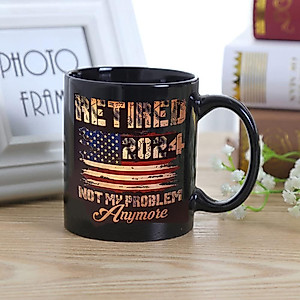 Quimom Retirement Gifts for Men, Retired 2024 Not My Problem Anymore Mug, Funny Farewell Gifts for Coworkers Dad Boss, Unique Retired Mug Gift Ideas,Happy Retirement Gifts 11oz, Gag Office Gifts
