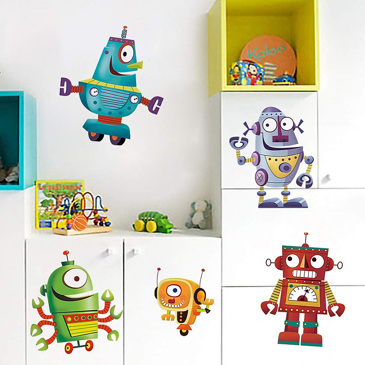 ufengke Cartoon Robot Wall Stickers DIY Removable Vinyl Wall Decals Art Decor for Kids Boys Nursery Bedroom Playroom