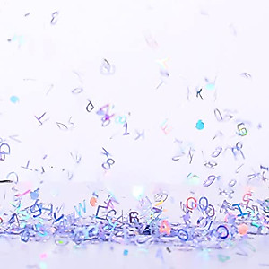 3500 Pieces Alphabet Number and Letter Glitter 6 mm Confetti Holographic Laser Party Confetti Shiny Sequins Table Decorations for DIY Balloons Baby Shower Birthday Wedding Party Nail Arts 2.1 oz/Bag