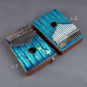 17 Keys Kalimba Thumb Piano Built in EQ Made by Mahogany Acacia with all Accessories Tune Hummer, Finger Piano African Instrument (Blue1)