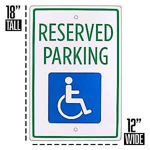 Handicap Parking Sign – 18" x 12" Aluminum Safety Warning Sign For Parking Lots, Private Driveways, & Businesses by Bolthead Industrial