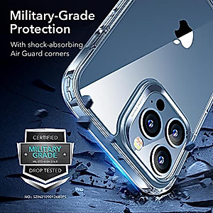 ESR Metal Kickstand Case Compatible with iPhone 13 Pro Case, Patented Three-Way Stand, Reinforced Drop Protection, Slim Flexible Back Cover, Clear