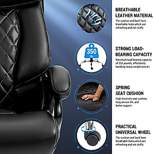 Duoku Massage Office Chair - Back Vibration Massage, Big and Tall Executive Desk Chair for Heavy People, High Back Computer Chair Wide Spring Seat, Strong Metal Base Quiet Wheels