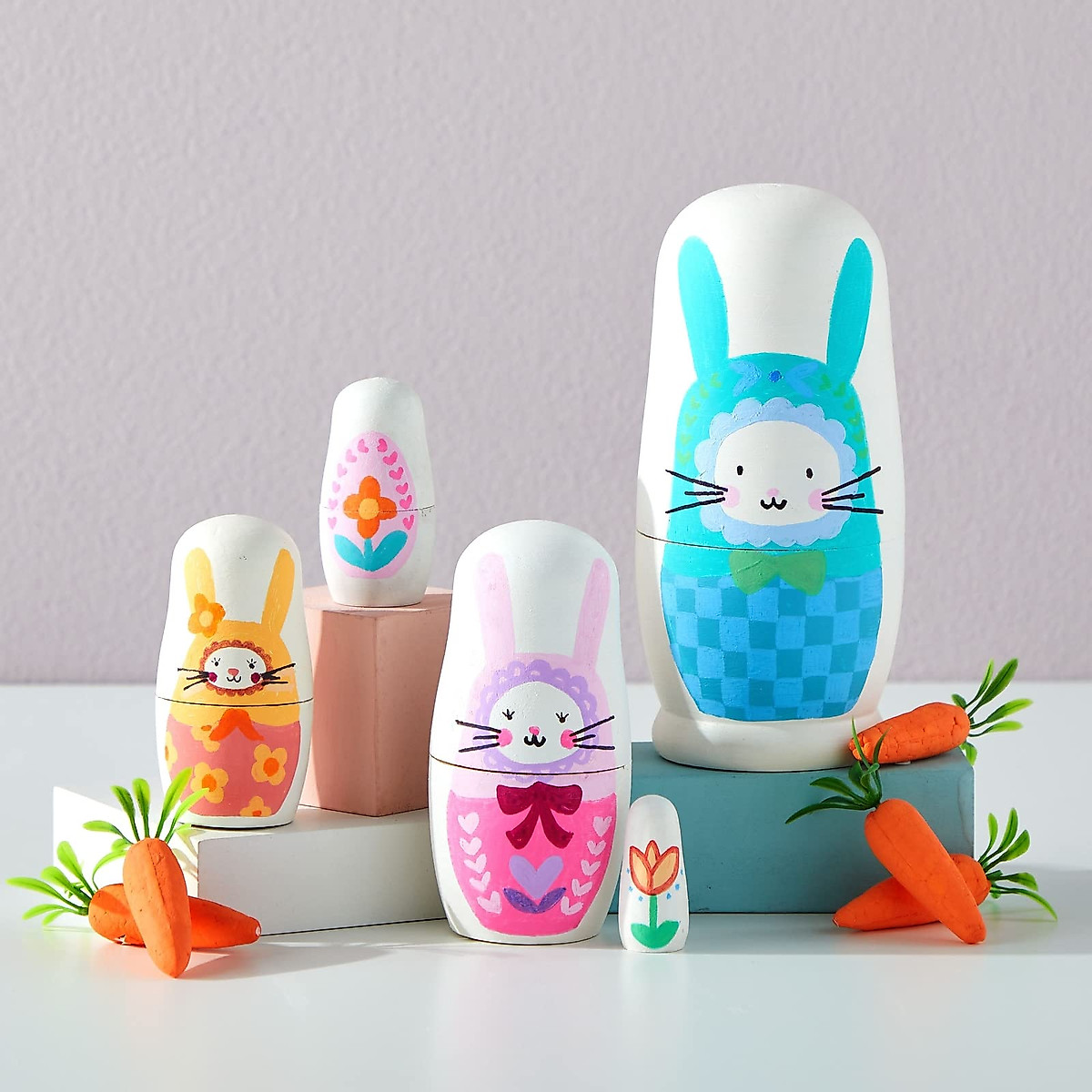 Juvale 5 Piece Set of Unpainted Blank Russian Nesting Dolls for DIY Crafts, Art Projects