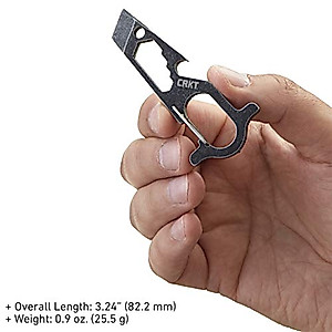 CRKT Pryma Stainless Steel Multitool: Compact and Lightweight EDC Metal Multi-Tool with Pry Bar, Hex Wrench, Bottle Opener, Glass Breaker, and Carabiner 9011