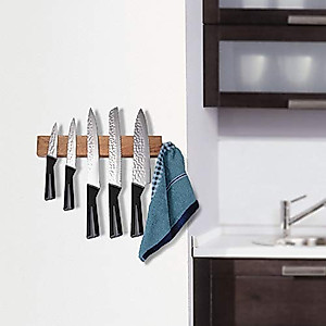 hecef 6 Inch (15 cm) Magnetic Knife Strip, Acacia Wood Knife Holder for Storing All Kinds of Metal Items, Brown