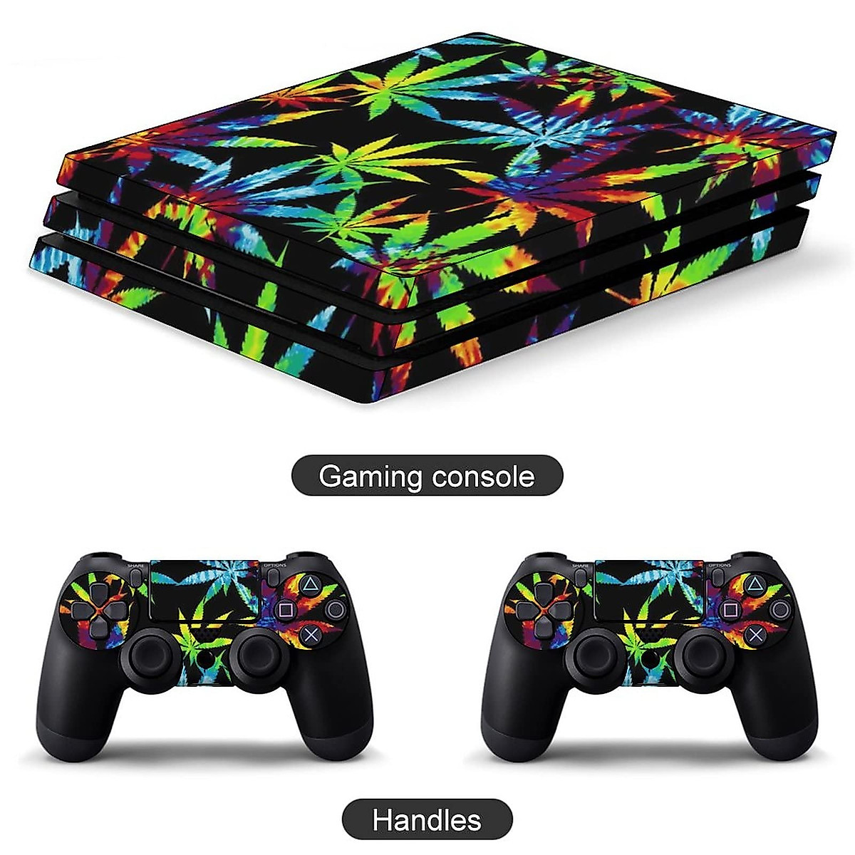 Color Weed Leaf PVC Adhesive Sticker Skin Protector Sticker for PS4 Pro/PS4 Slim Controller for PS4 Pro