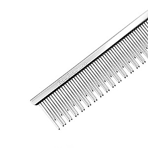 Chris Christensen 6in Cat/Carding Dual Tooth Butter Comb, Groom Like a Professional, Rounded Corners Prevent Friction and Breakage, Solid Brass Spin with Steel Teeth, Chrome Finish