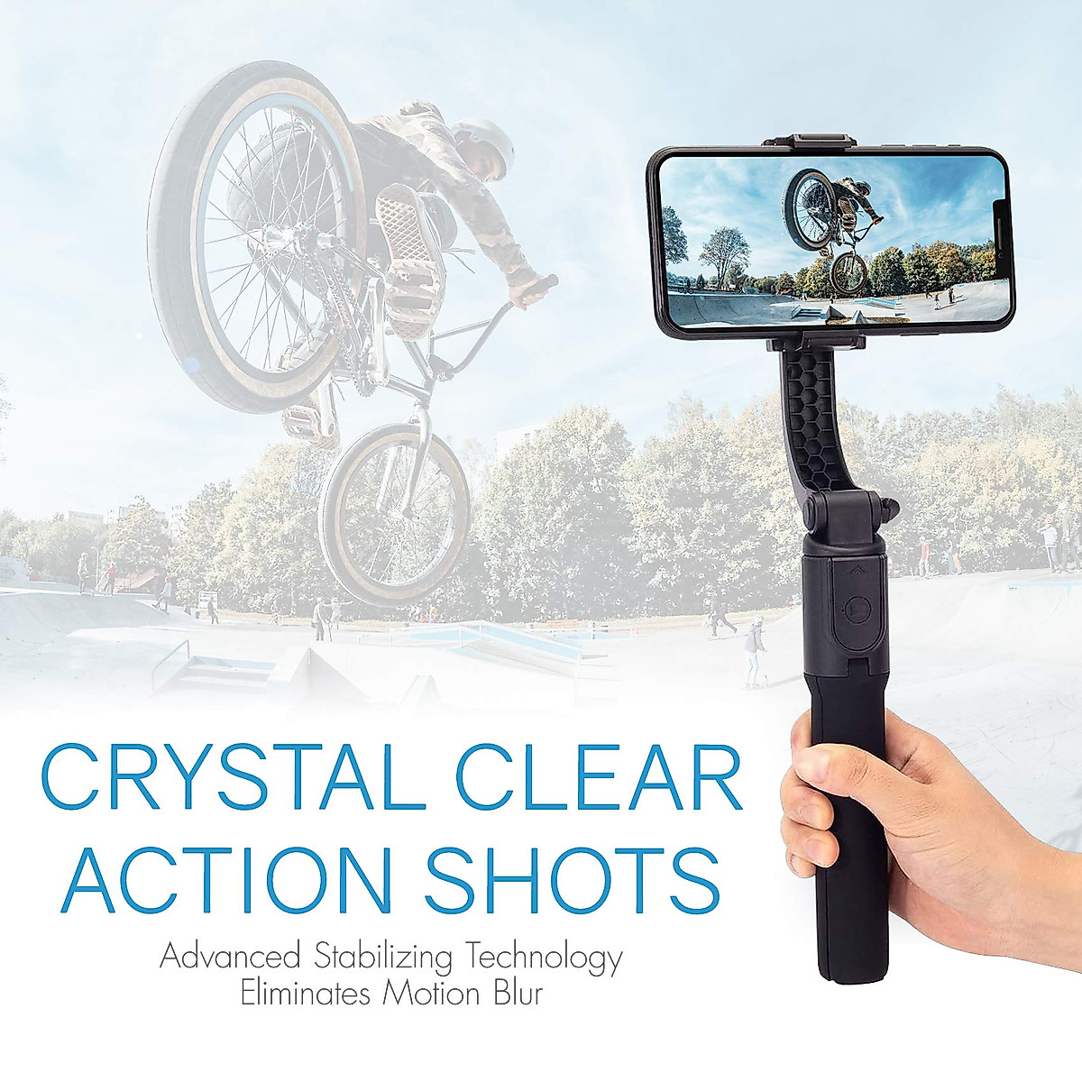 Realm Selfie Gimbal Stabilizer with Wireless Remote for Smartphones, Extendable Bluetooth Selfie Stick & Tripod, 1-Axis Smartphone Gimbal
