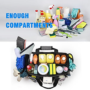 Large Wearable Cleaning Caddy Bag, Cleaning Caddy Supplies Organizer with Handles for Cleaners & Housekeeper, Under Sink & Car Cleaning Tool Organizers Bag with Adjustable Shoulder Strap&Waist Belt