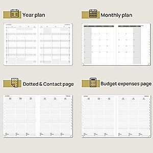 POPRUN 2023 Planner Weekly and Monthly 6.5" x 8.5" - Agenda 2023 with Hourly Time Slots, Monthly Expense & Notes, Inner Pocket, Vegan Leather Soft Cover - Brown