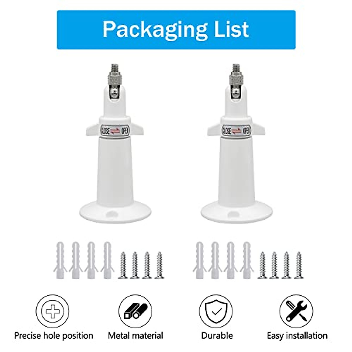 Haoyou Metal Adjustable Mounts Bracket Mount Outdoor/Indoor Compatible with Arlo pro 4/pro 2/Arlo pro/Arlo Ultra/Ultra 2/ Arlo Go/Arlo Essential Spotlight Cameras（2 Pack White）