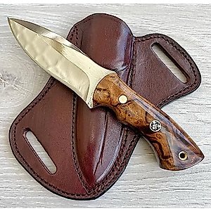 Hunting Knife 1075 Carbon Steel and Chestnut Wood Handle -Blacksmith Made Camping Knife - Bushcraft Knife - Survival Knife with Sheath.