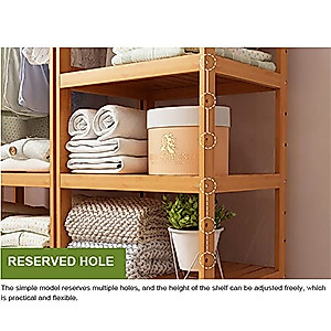 YXDFG Bamboo Garment Rack,Heavy Duty Coat Display Organizer, 3-Tier Storage Shelves & Solid Top Rod Hanging Rack, Shoes Clothing Stand, for Laundry Room Entryway Bedroom,60×29×163cm