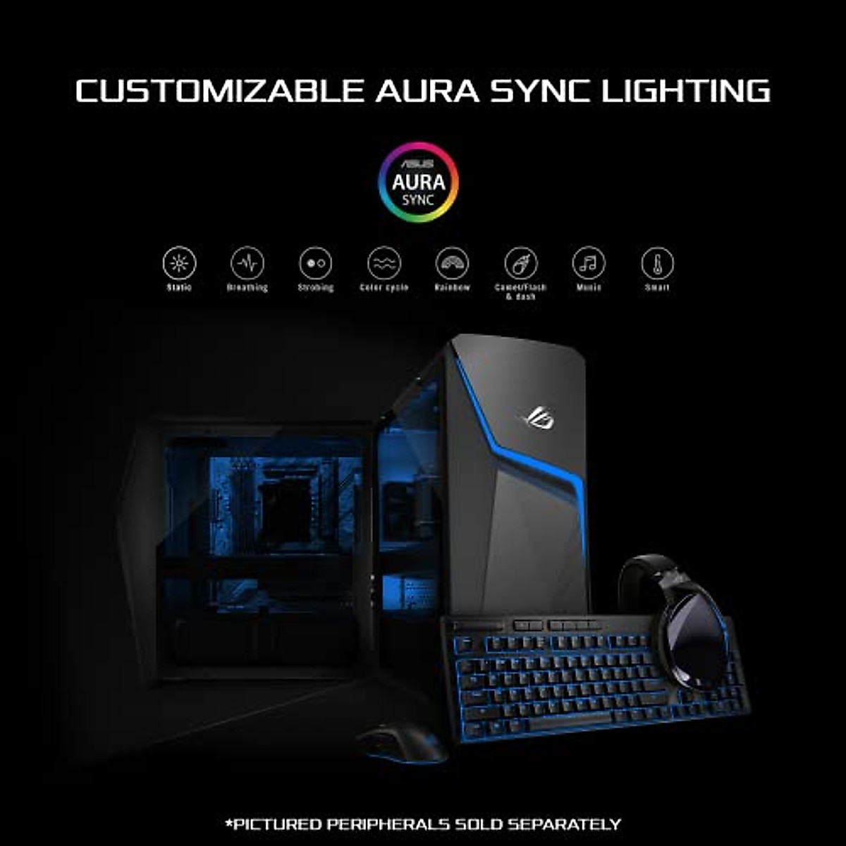 ASUS ROG Strix G10 Gaming Desktop PC, Intel Core i7-11700, GeForce RTX 3060, 16GB DDR4 RAM, 1TB PCIe SSD, Wi-Fi 5, Windows 11 Home, G10CE-AH766
