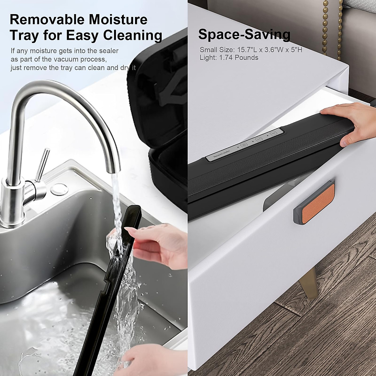 mokero Vacuum Sealer for Food Compact Meal Meat Vacuum Sealer Machine with 10 Seal Bags and Cutter Automatic Vacuum Air Sealing System for Dry Moist Freezer Food Storage