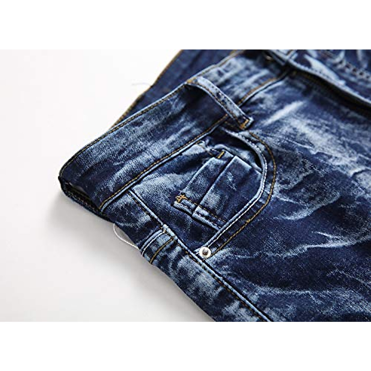 YTD Mens Distressed Ripped Biker Slim Jeans Stretched Moto Denim Pants 30 Blue 910