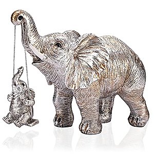 ZJ Whoest Elephant Statue. Elephant Decor Brings Good Luck, Health, Strength. Elephant Gifts for Women, Mom Gifts. Decorations Applicable Home, Office, Bookshelf TV Stand, Shelf, Living Room - Silver