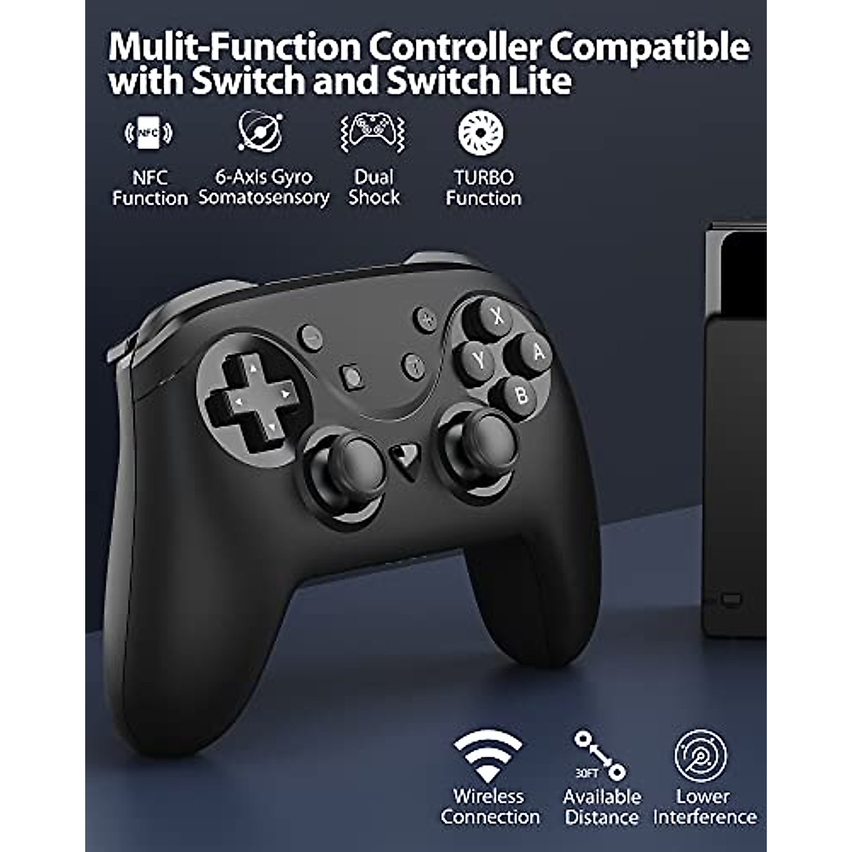 YCCTEAM Switch Controller Compatible With Switch/Switch Lite/Switch Oled, Switch Pro Controller with NFC, Turbo, Dual Vibration Function and Wake Up