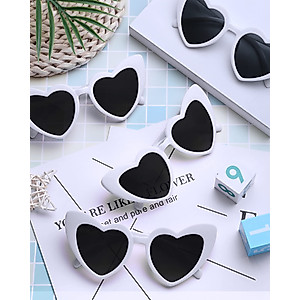 Hoteam 100 Pairs Heart Shaped Sunglasses Bachelorette Sunglasses Bulk Bachelorette Party Decorations Glasses Women for Wedding (White)