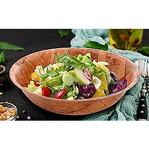 Elsjoy 8 Pack Wooden Woven Salad Bowl, 8 Inch Stackable Round Wood Serving Bowl, Rustic Mixing Bowl for Salad, Fruits, Vegetables, Natural Birch Wood