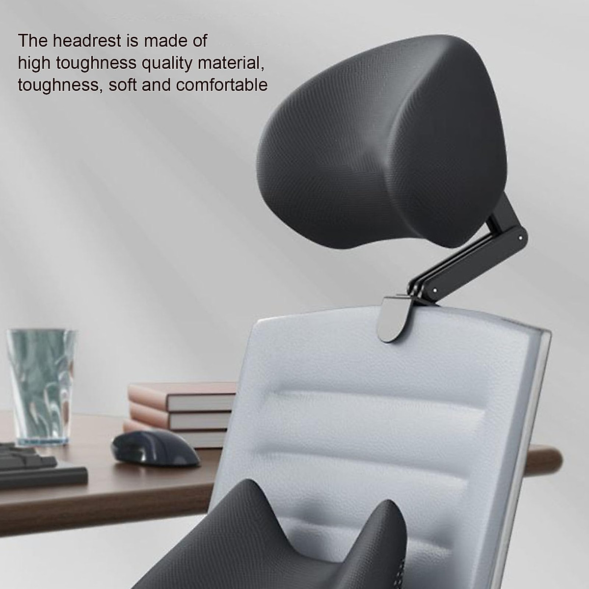 Upholstered Headrest for Ergonomic Office Chair Black Office Chair Headrest Attachment Universal Chair Head Support Cushion, Elastic Sponge Head Pillow Adjustable Height and Angle