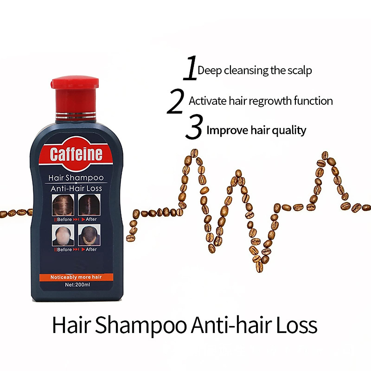 Hotiary Caffeine Hair Growth Shampoo, Hair Loss Treatment Shampoo Strenthen Hair Root Promote Hair Regrowth Thickness Activate Scalp 6.76 fl oz