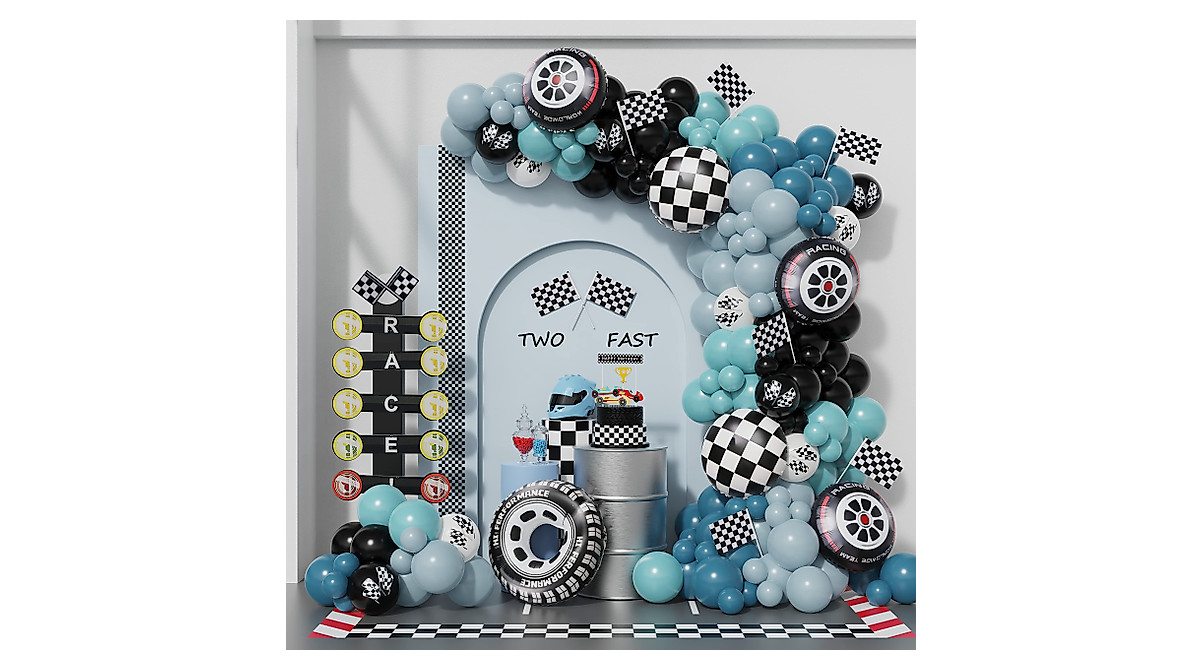Race Car Balloon Arch Kit for Birthday & Baby Shower Decor
