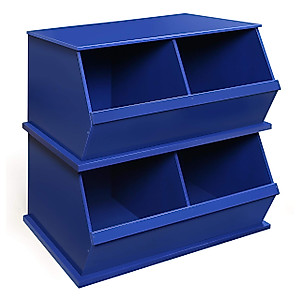 Stackable Wooden 2 Bin Open Storage Toy Organizing Cubby